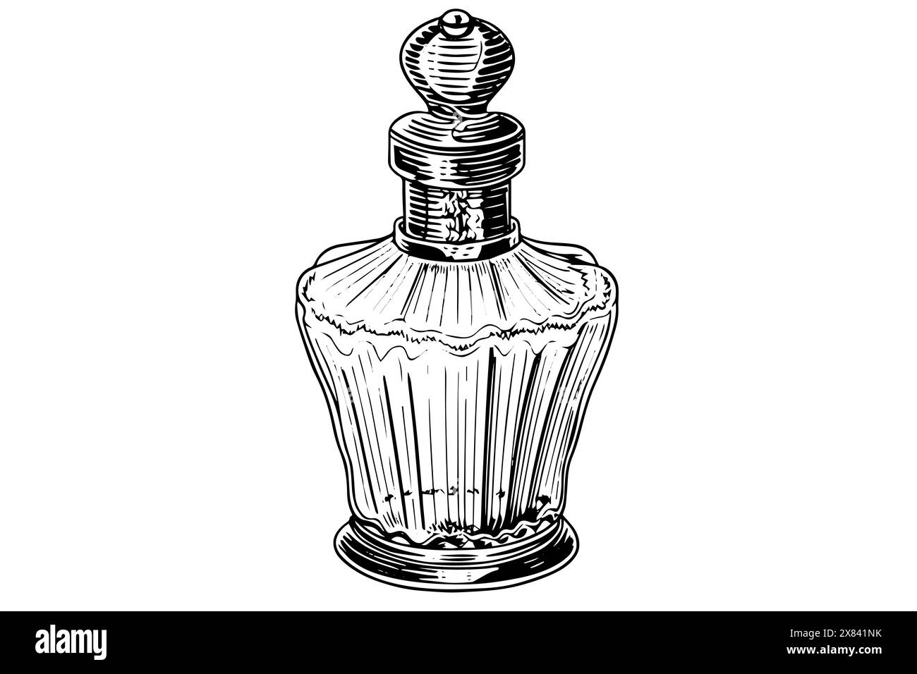 Vintage luxury glass bottle hand drawn ink sketch. Engraved style ...