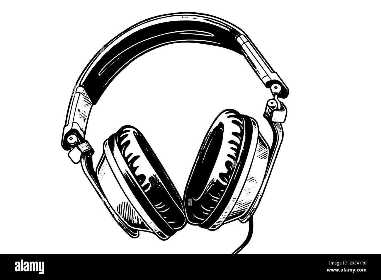 Headphones hand drawn ink sketch. Engraved style vector illustration ...