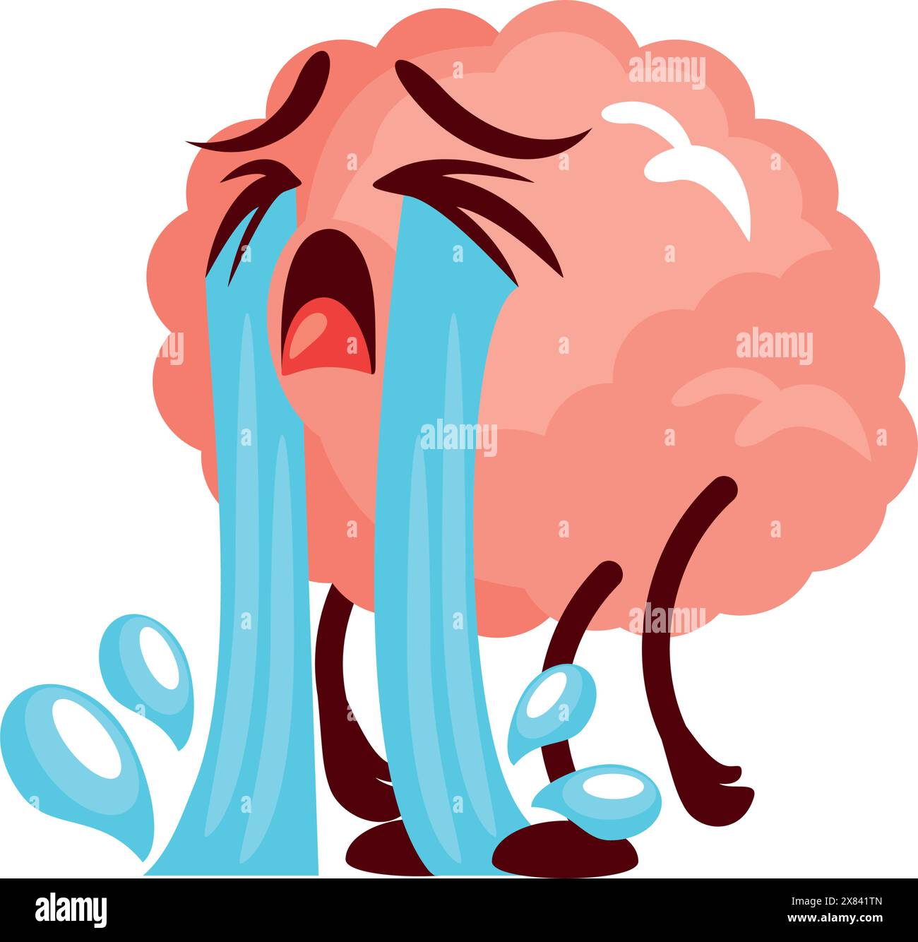 cute crying brain character Stock Vector Image & Art - Alamy