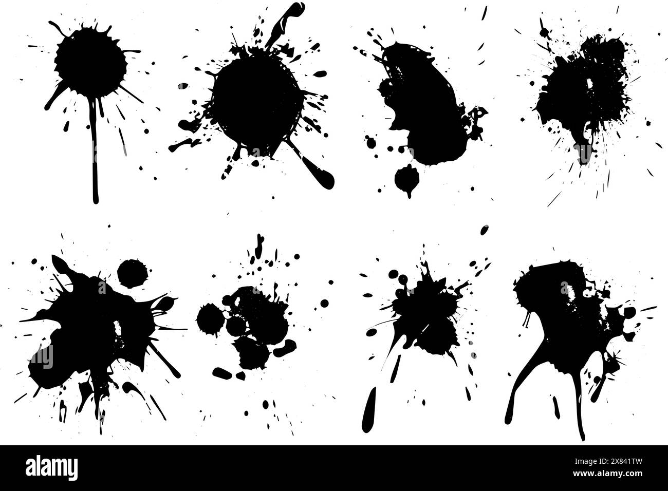 Ink Splash Vector Set: Abstract Grunge Stains, Drops, and Spatters in ...