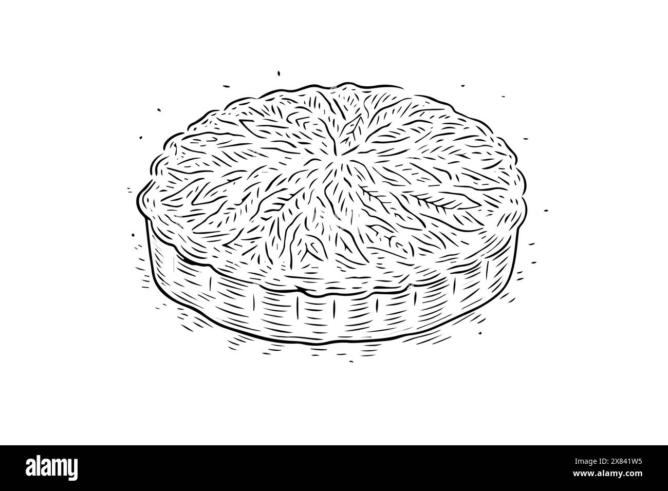 Vintage Vector Pie Sketch: Engraved Illustration of Apple Tart Stock ...