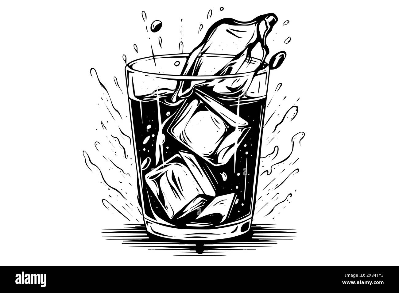 Alcoholic cocktail hand drawn pop art ink sketch. Engraved style vector ...