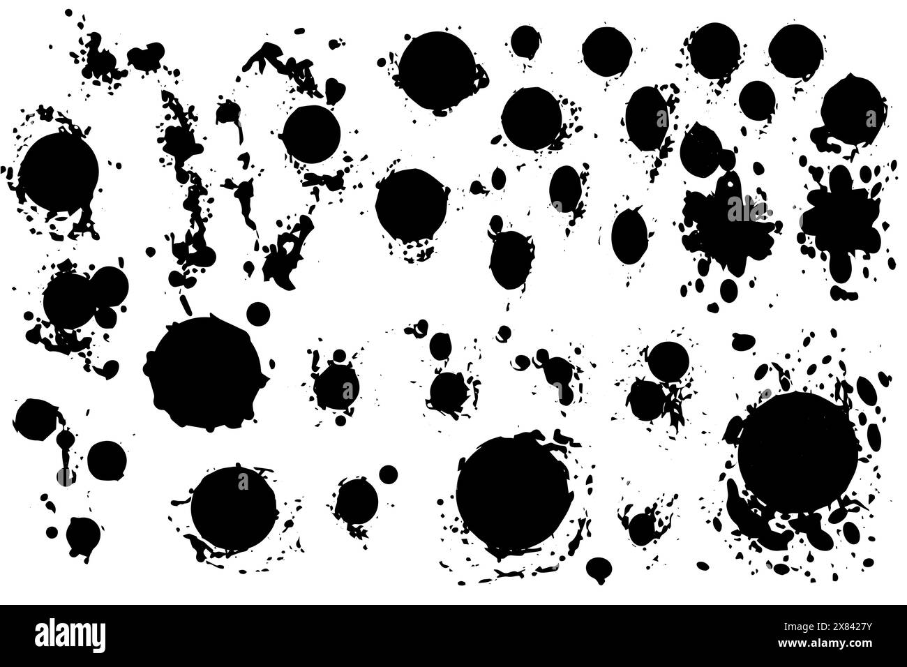 Vector set of ink splashes. Black inked splatter dirt stain splattered ...
