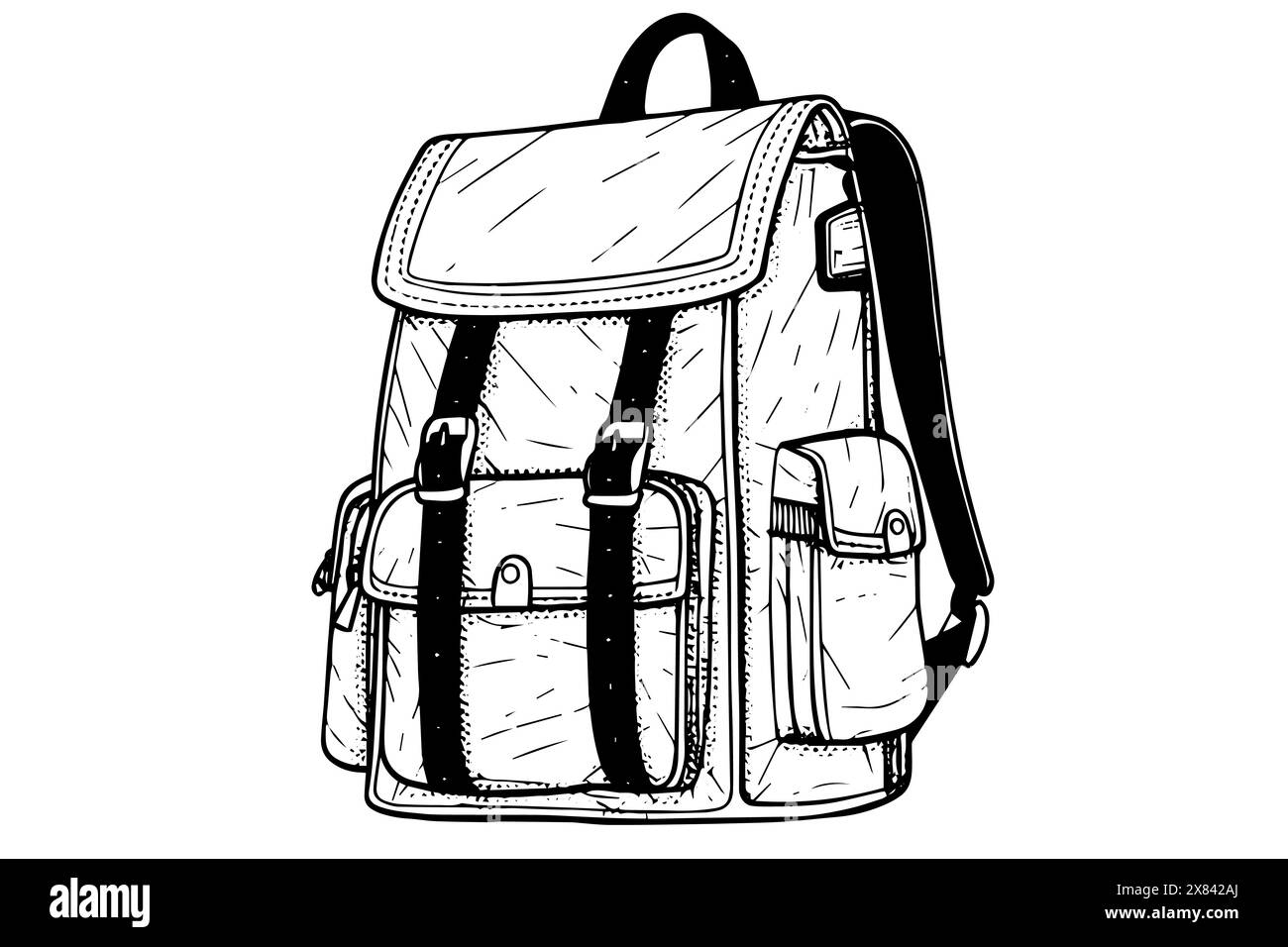 Backpack hand drawn ink sketch. Engraved retro style vector ...
