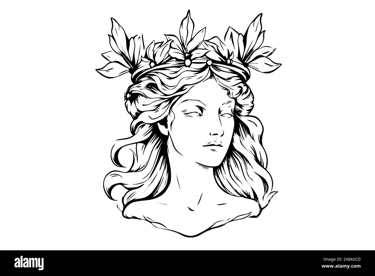 Aphrodite head hand drawn ink sketch. Engraved style vector ...