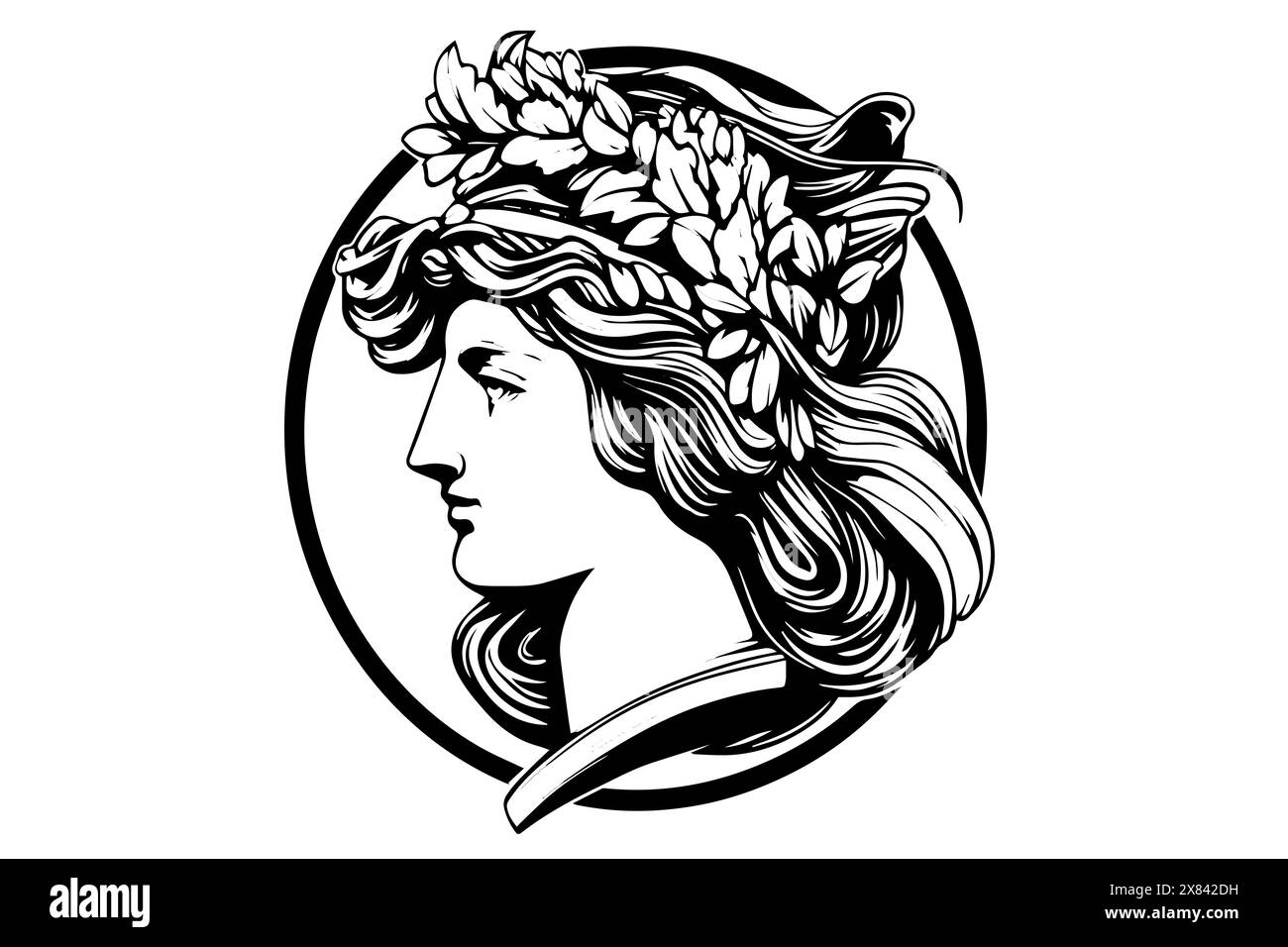 Aphrodite head hand drawn ink sketch. Engraved style vector ...