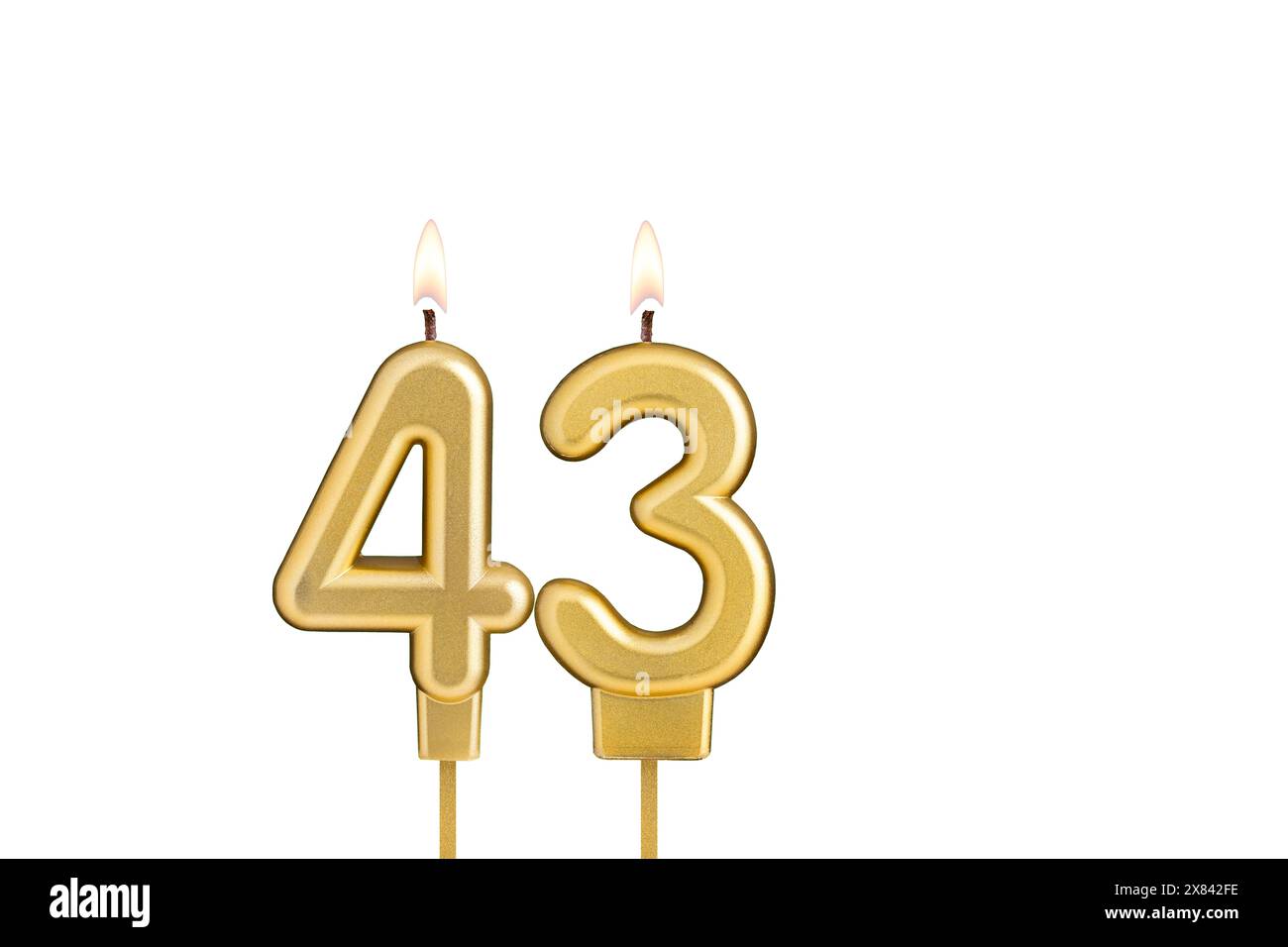 Birthday candle number 43 on white background Stock Photo - Alamy