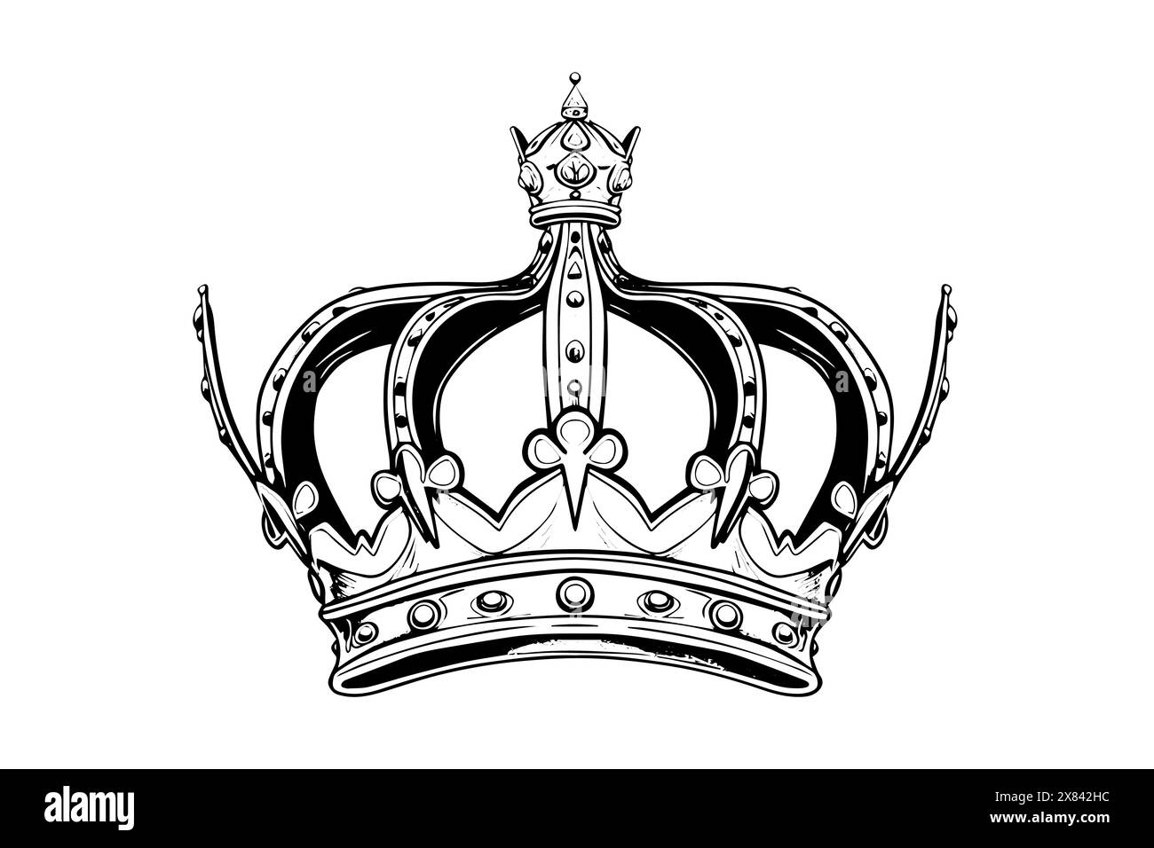 Vintage crown hand drawn ink sketch. Engraved style vector illustration ...