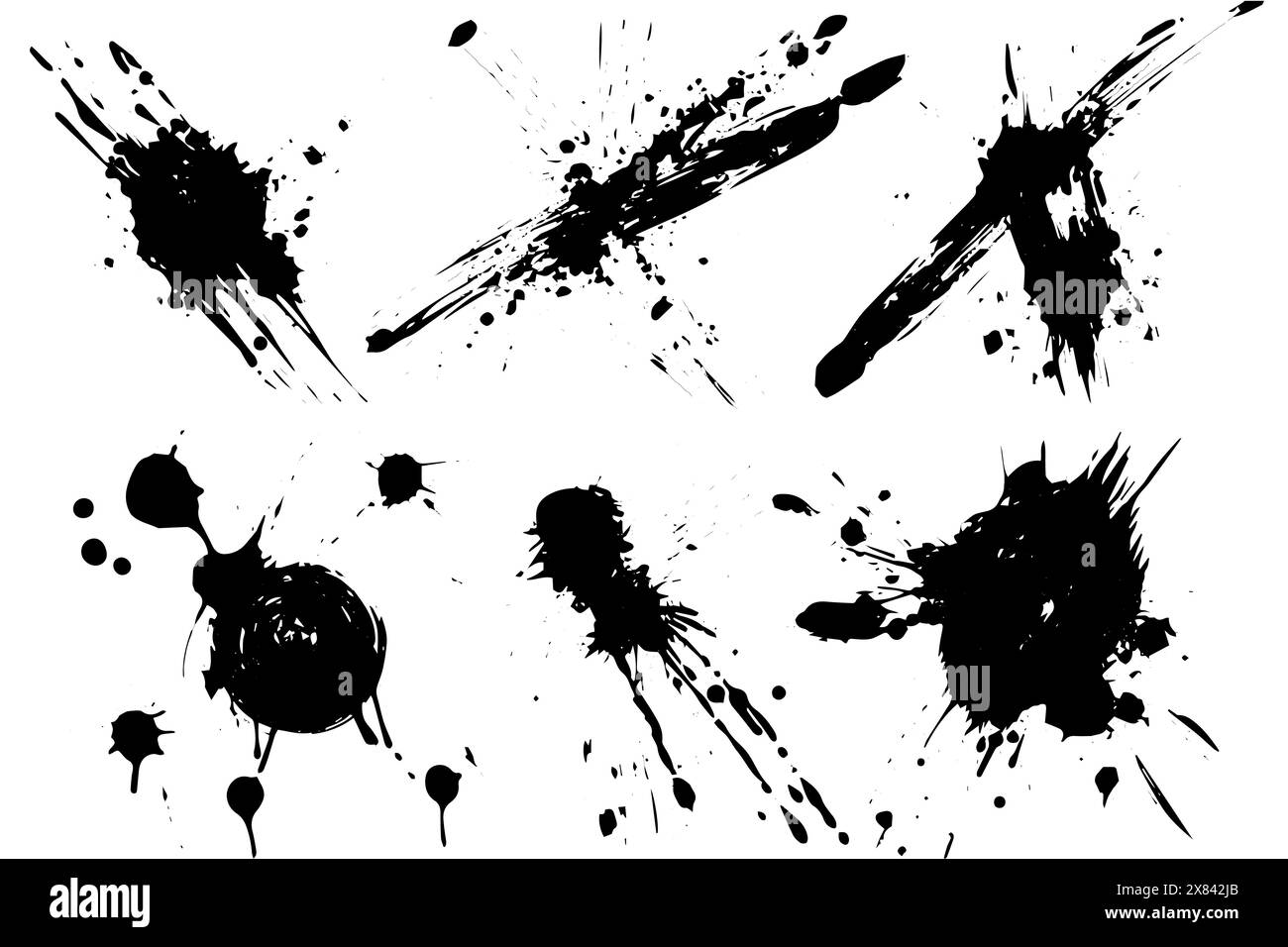 Ink Splatter Vector Set: Dynamic Black and White Patterns Stock Vector ...