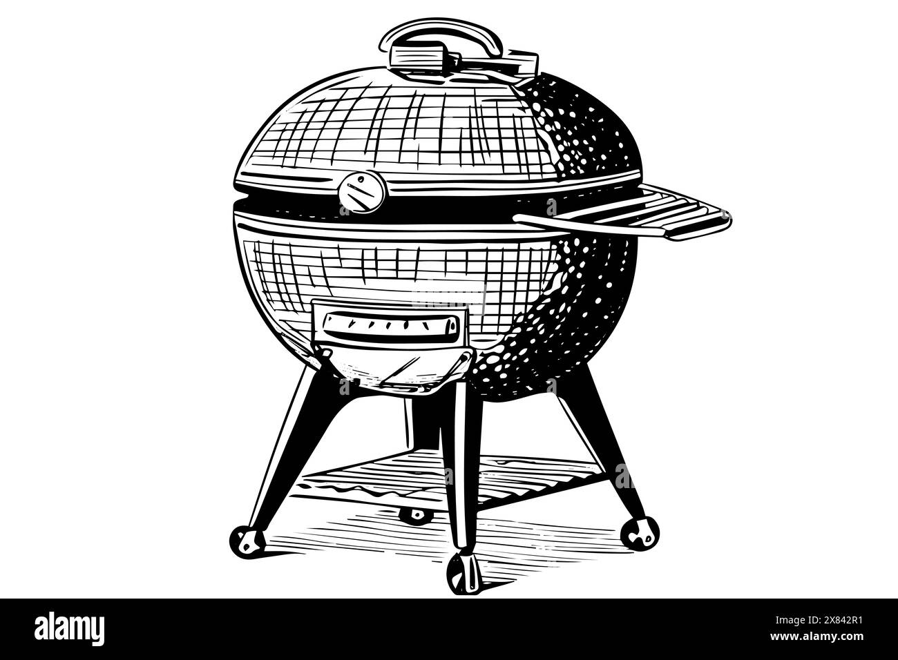 Retro barbecue grill hand drawn ink sketch. Engraved vector illustration Stock Vector Image ...