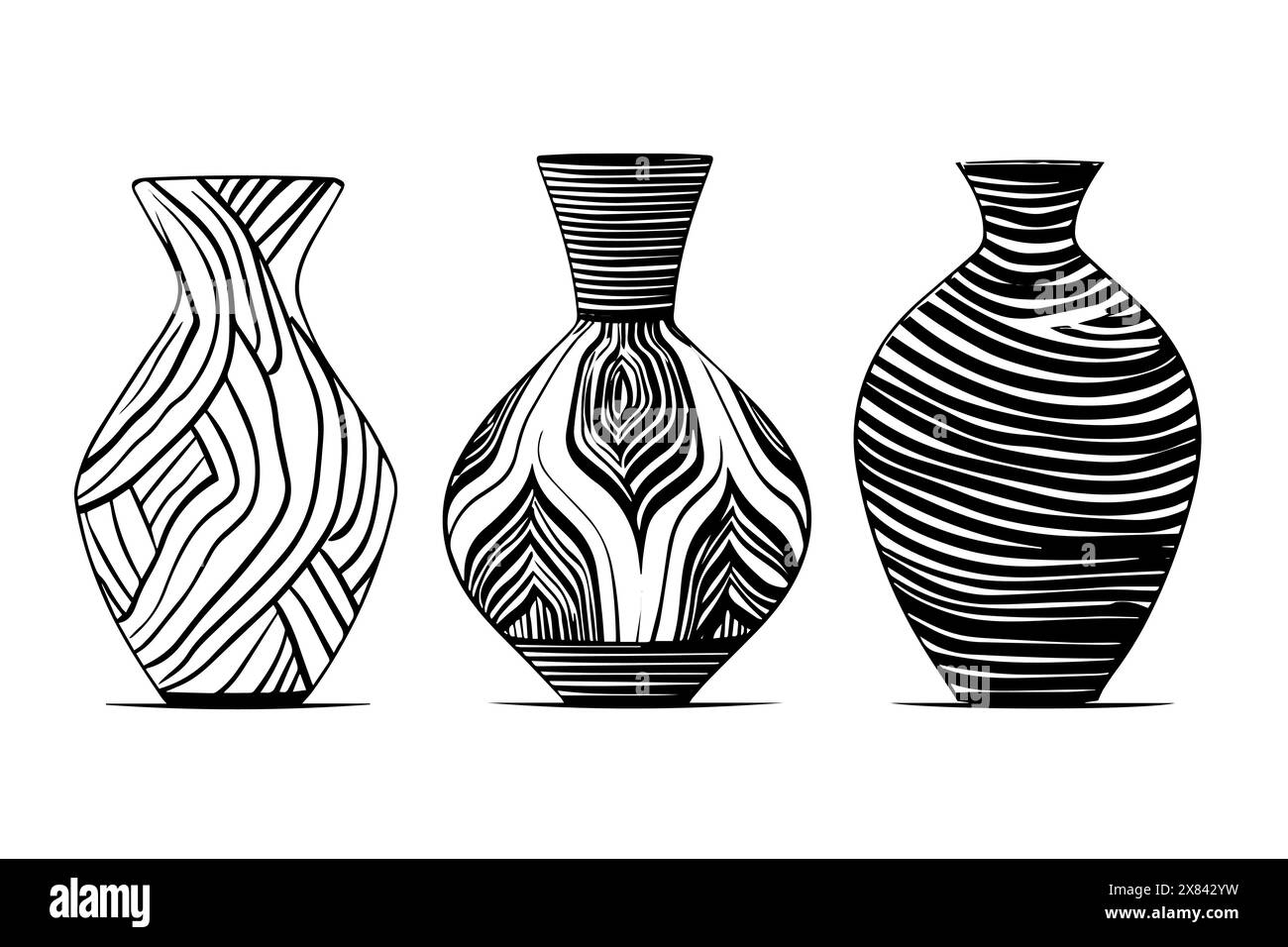 Antique vase, ancient pottery, hand drawn engraving vector sketch in ...