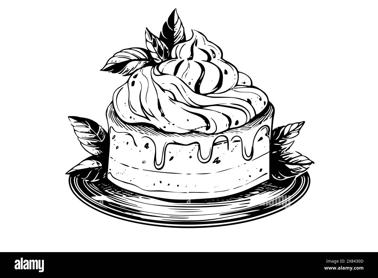 Vintage Hand-Drawn Cake Illustration: Birthday Cake with Candles ...
