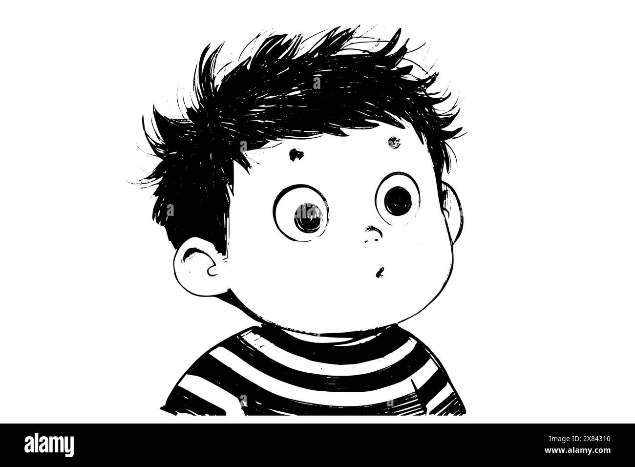Cute little boy with broody face cartoon sketch. Kid vector ...