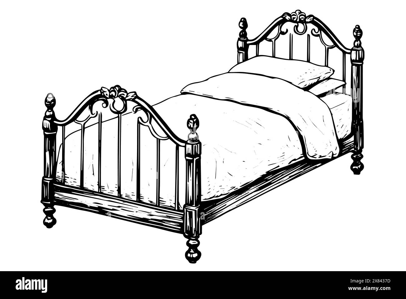 Bed vector engraving illustration Stock Vector Image & Art - Alamy