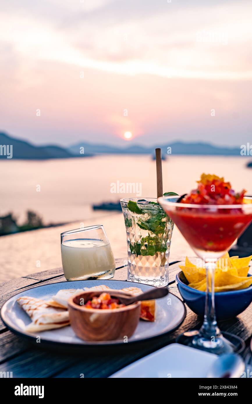 Colorful sunset rooftop bar in hi-res stock photography and images - Alamy