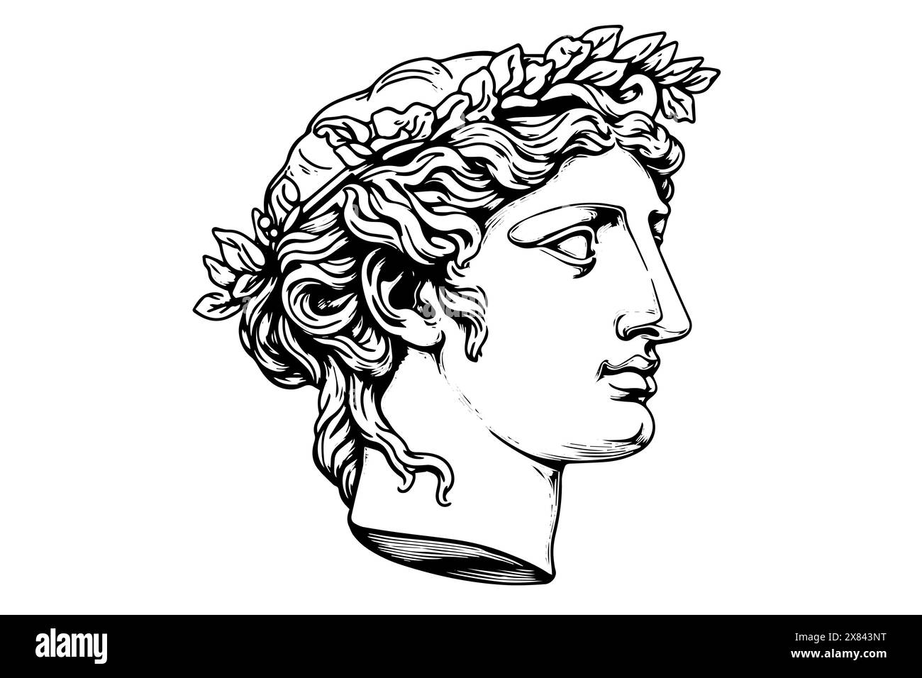 Hermes head hand drawn ink sketch. Engraved style vector illustration ...