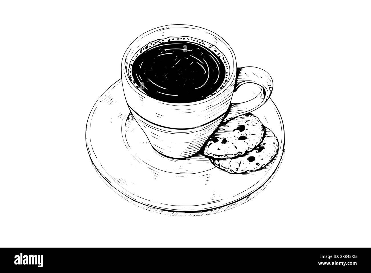 Cup of coffee hand drawn ink sketch. Engraved style vector illustration ...