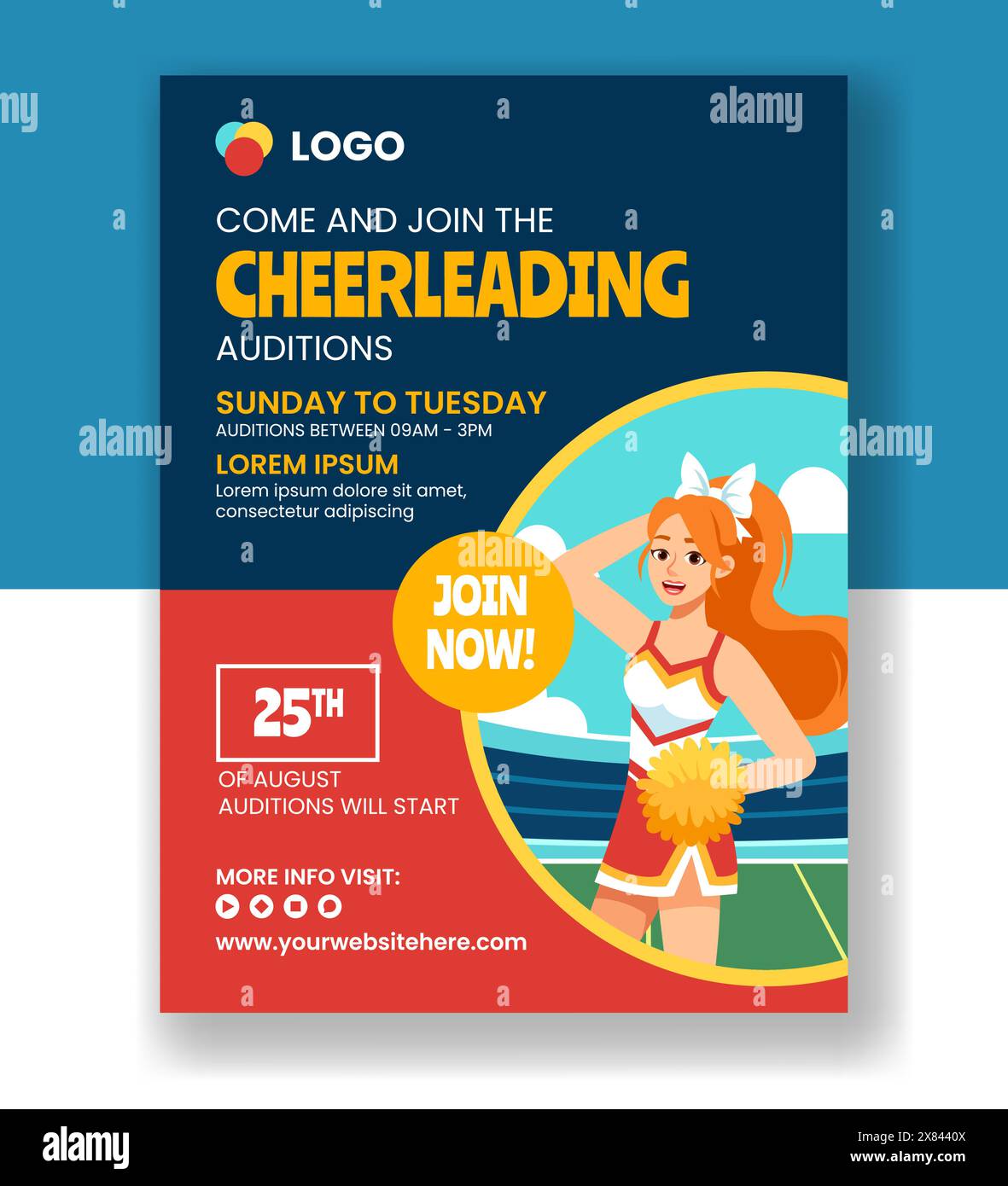 Cheerleading Vertical Poster Flat Cartoon Hand Drawn Templates ...