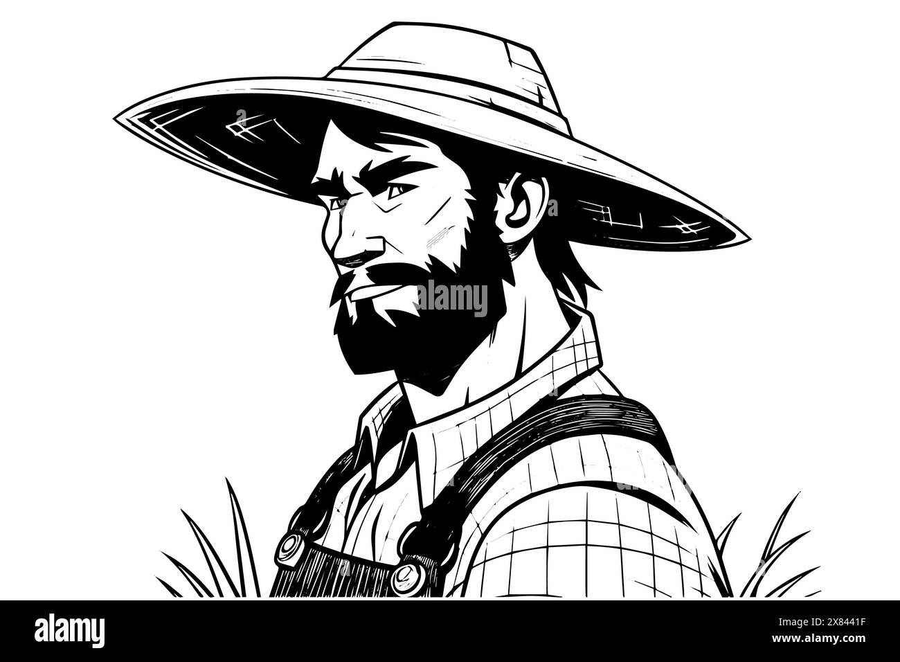 Farmer hand drawn ink sketch. Engraved style vector illustration Stock ...