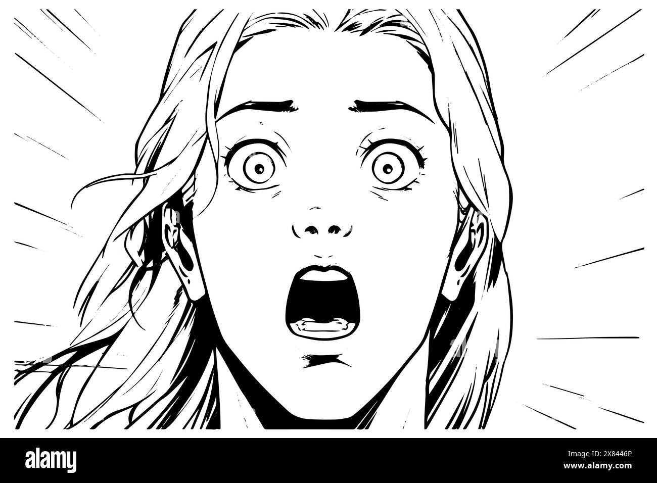Scared emotional girl sketch in manga style. Hand drawn vector illustration Stock Vector Image ...