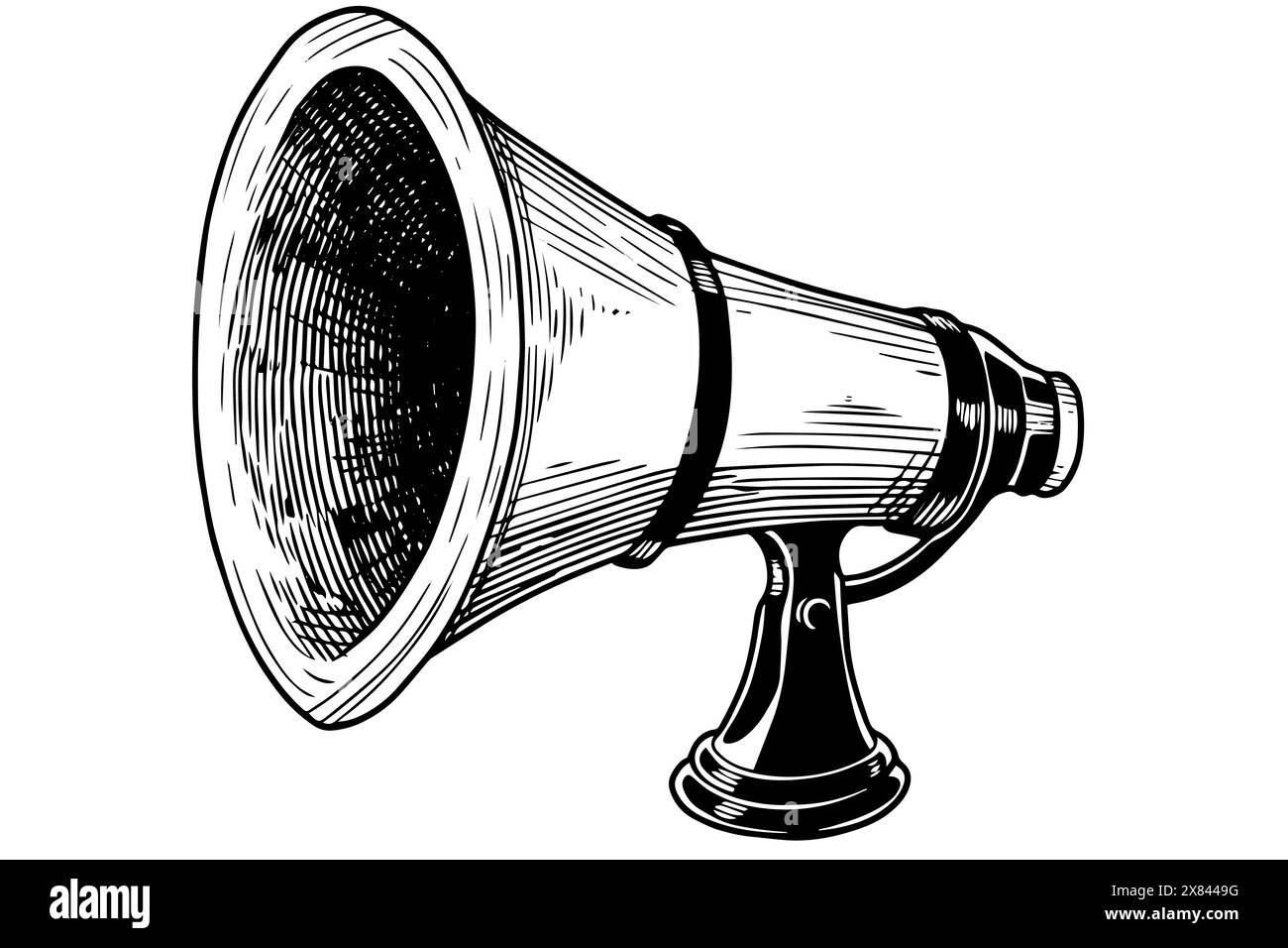 Vintage Hand-Drawn Loudspeaker Sketch Vector Illustration: Retro Speaker with Megaphone Stock ...