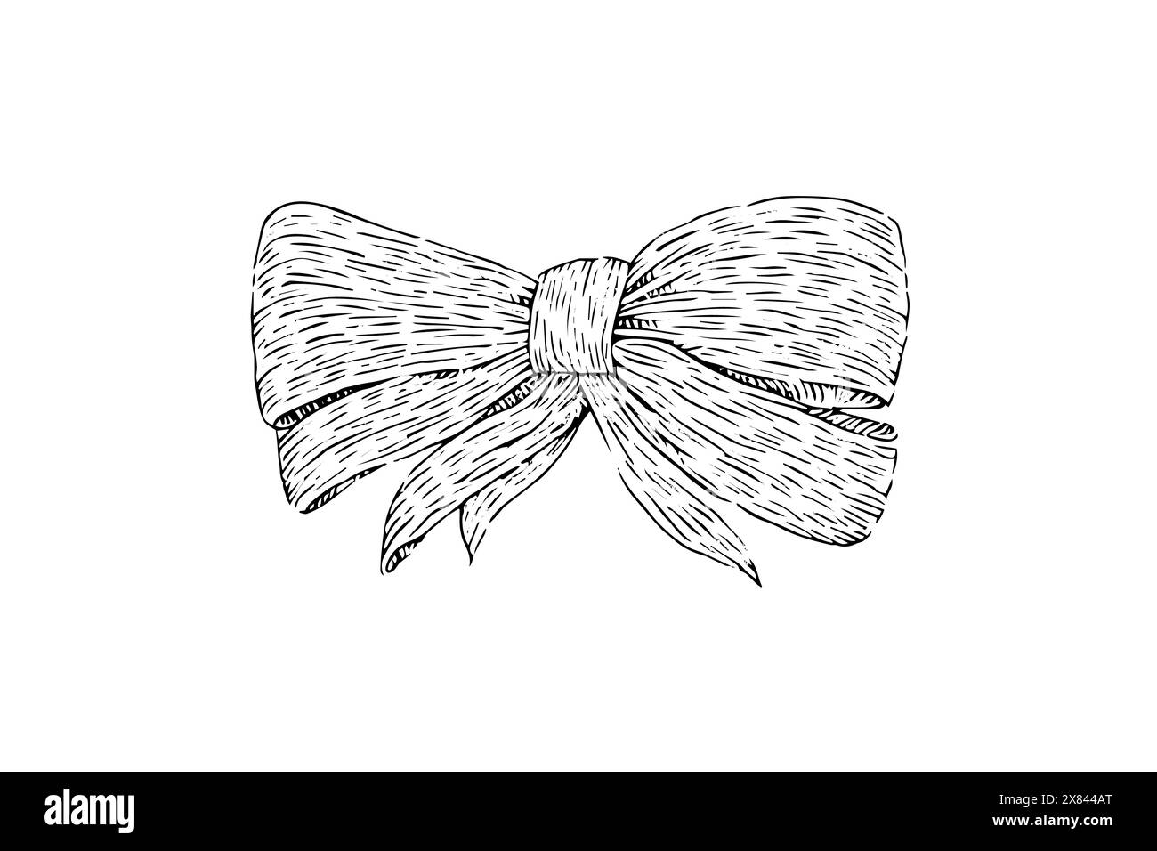 Vintage Bow Sketch: Woodcut Vector Illustration of Classic Ribbon Tie ...