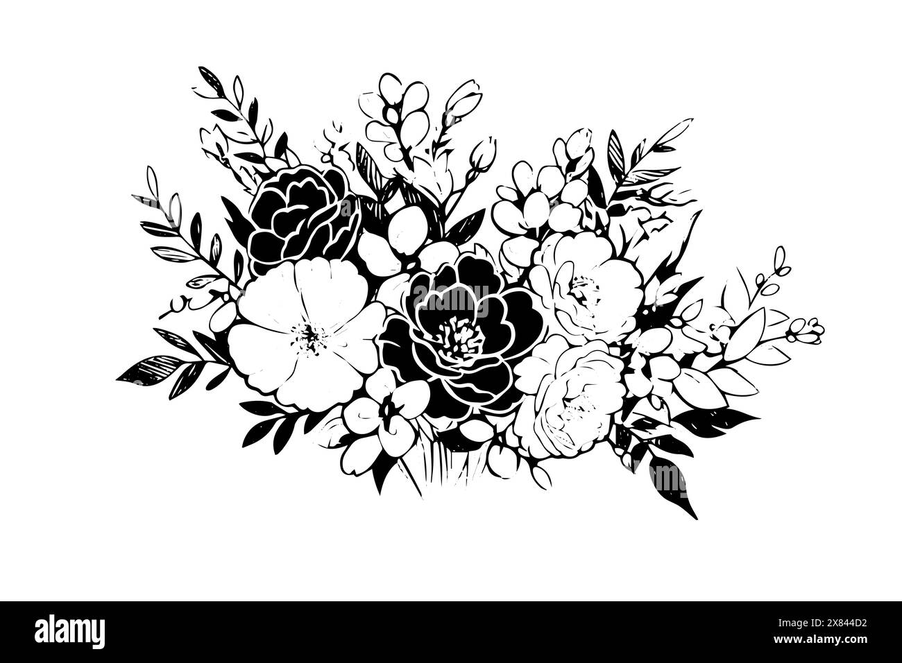 Spring flower wreath bouquet hand drawn vector sketch Stock Vector Image & Art - Alamy