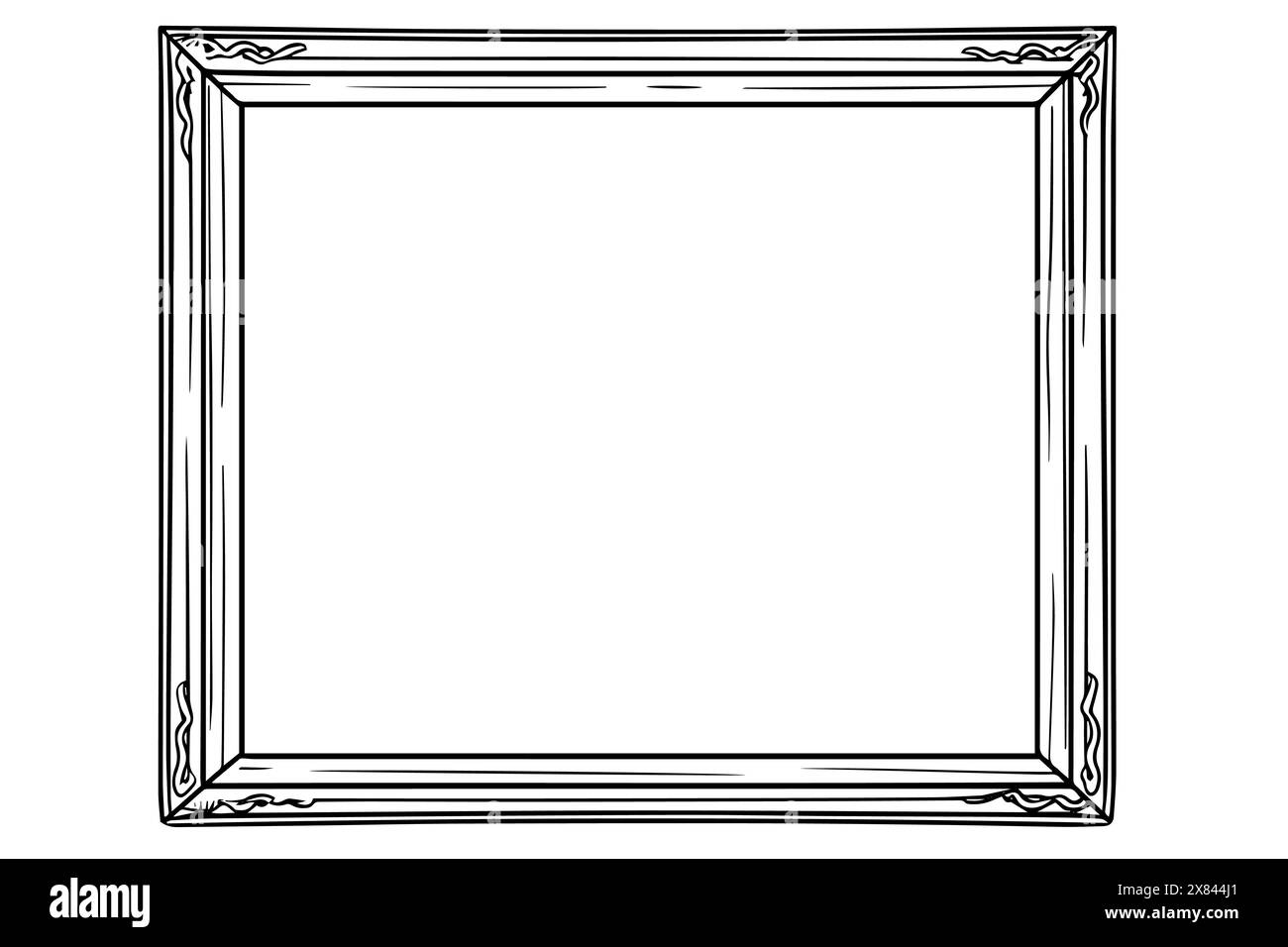 Hand drawn ink sketch of retro wooden photo frame. Vector illustration ...