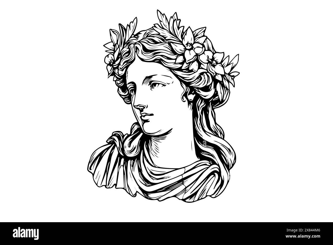 Aphrodite head hand drawn ink sketch. Engraved style vector ...