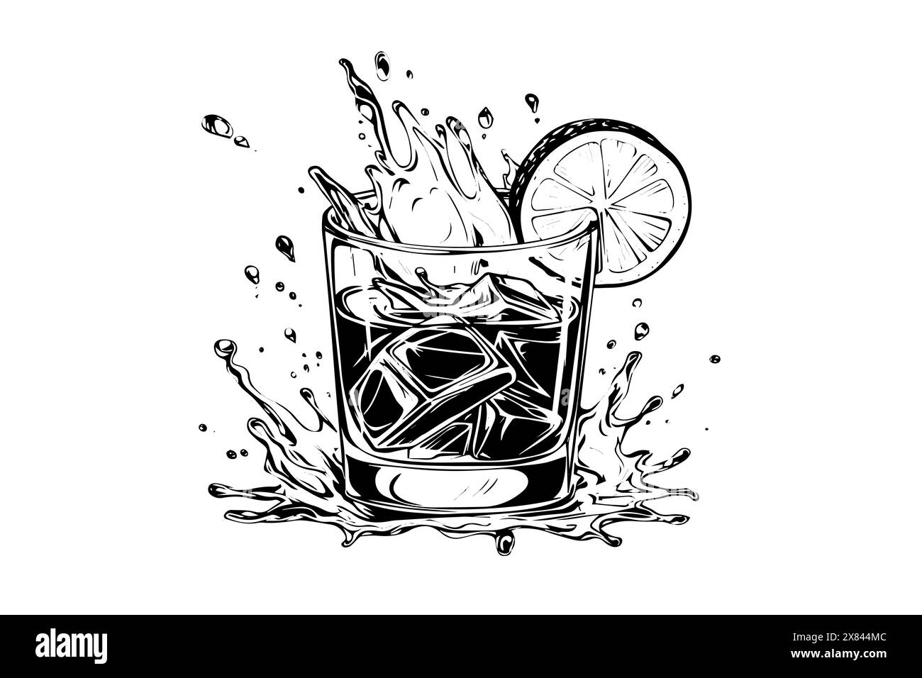 Alcoholic cocktail hand drawn pop art ink sketch. Engraved style vector ...