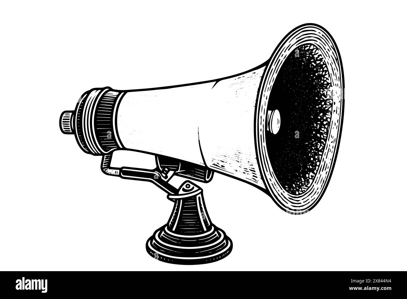 Vintage Hand-Drawn Loudspeaker Sketch Vector Illustration: Retro Speaker with Megaphone Stock ...