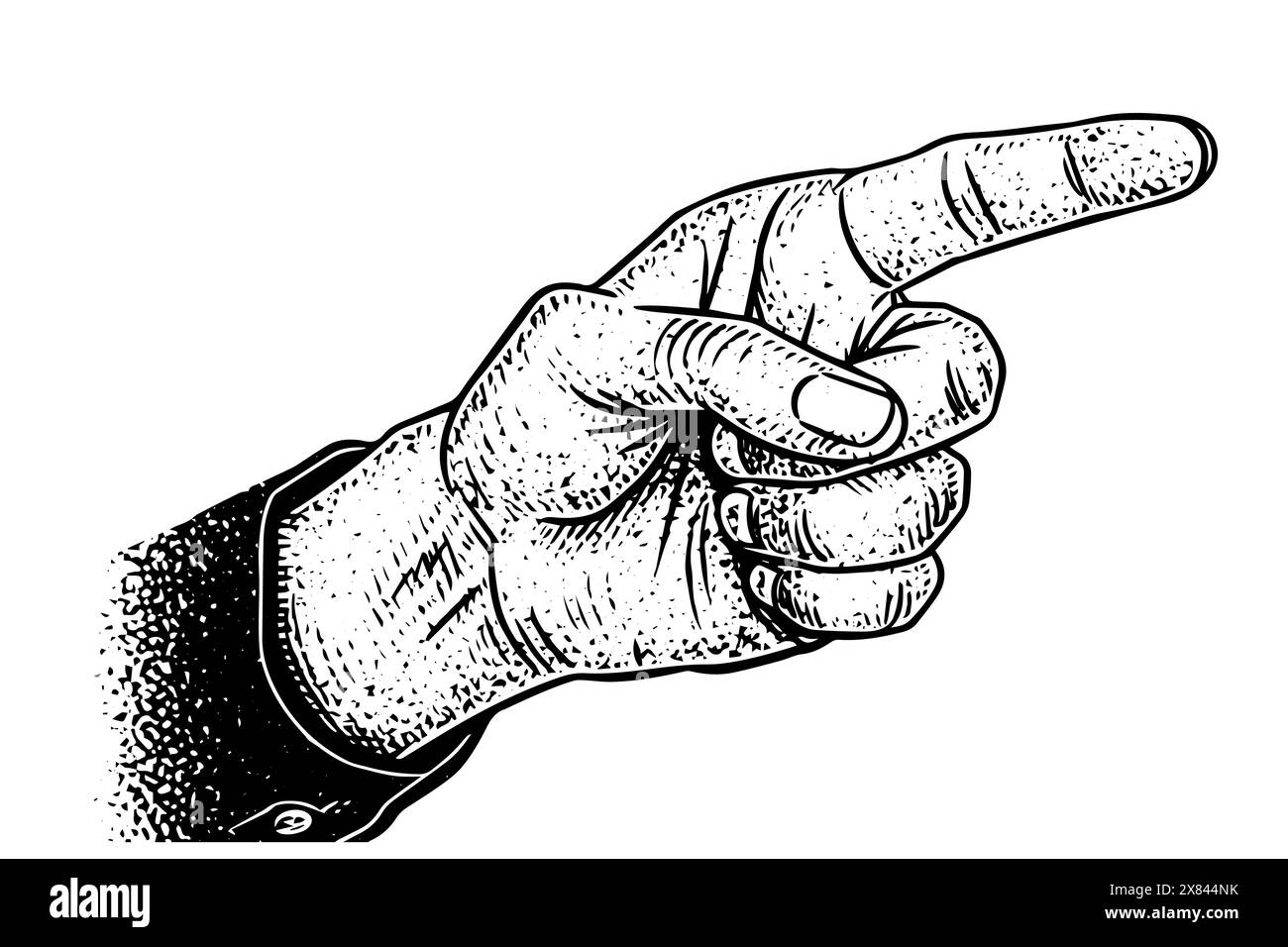 Pointing finger. Vector black vintage engraved illustration. Hand drawn ...