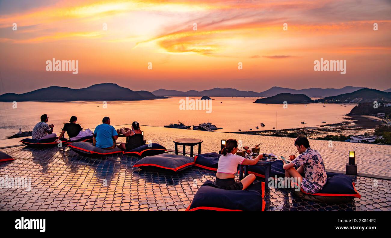 Colorful sunset rooftop bar in hi-res stock photography and images - Alamy