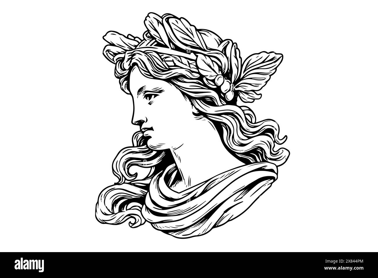 Aphrodite head hand drawn ink sketch. Engraved style vector ...