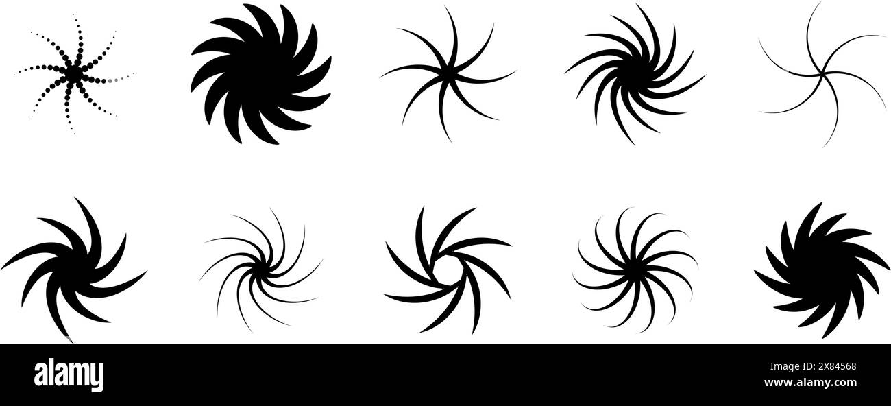 Various twist and swirl element set. Black dotted twirl and rotating ...
