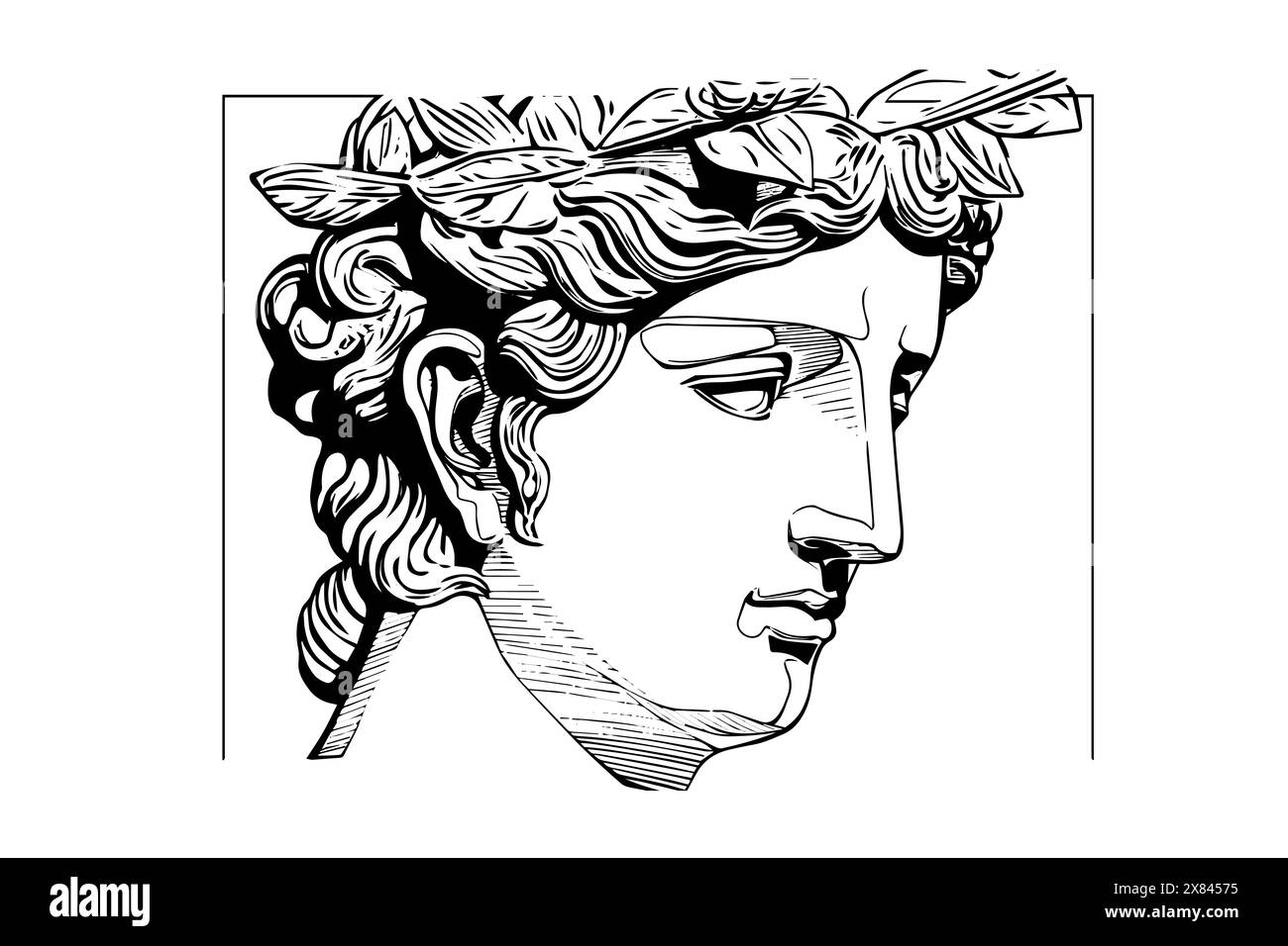 Hermes head hand drawn ink sketch. Engraved style vector illustration ...