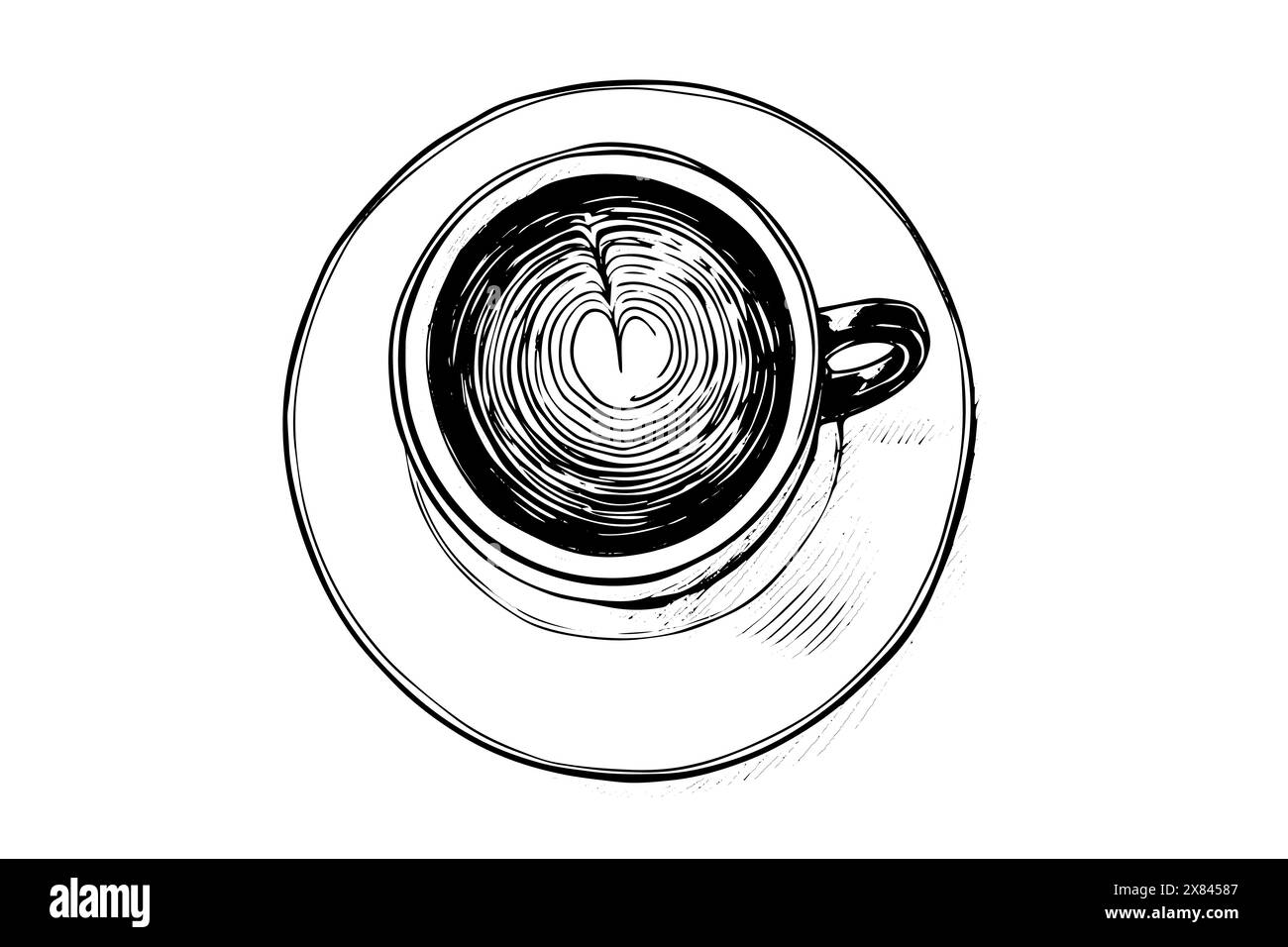 Cup of coffee hand drawn ink sketch. Engraved style vector illustration ...