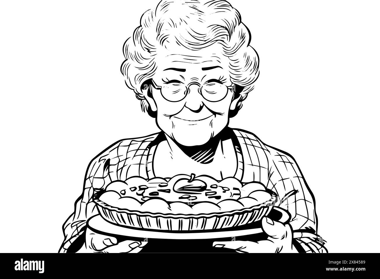 Vintage Grandma Cooking: Nostalgic Vector Illustration of a Wise Woman ...