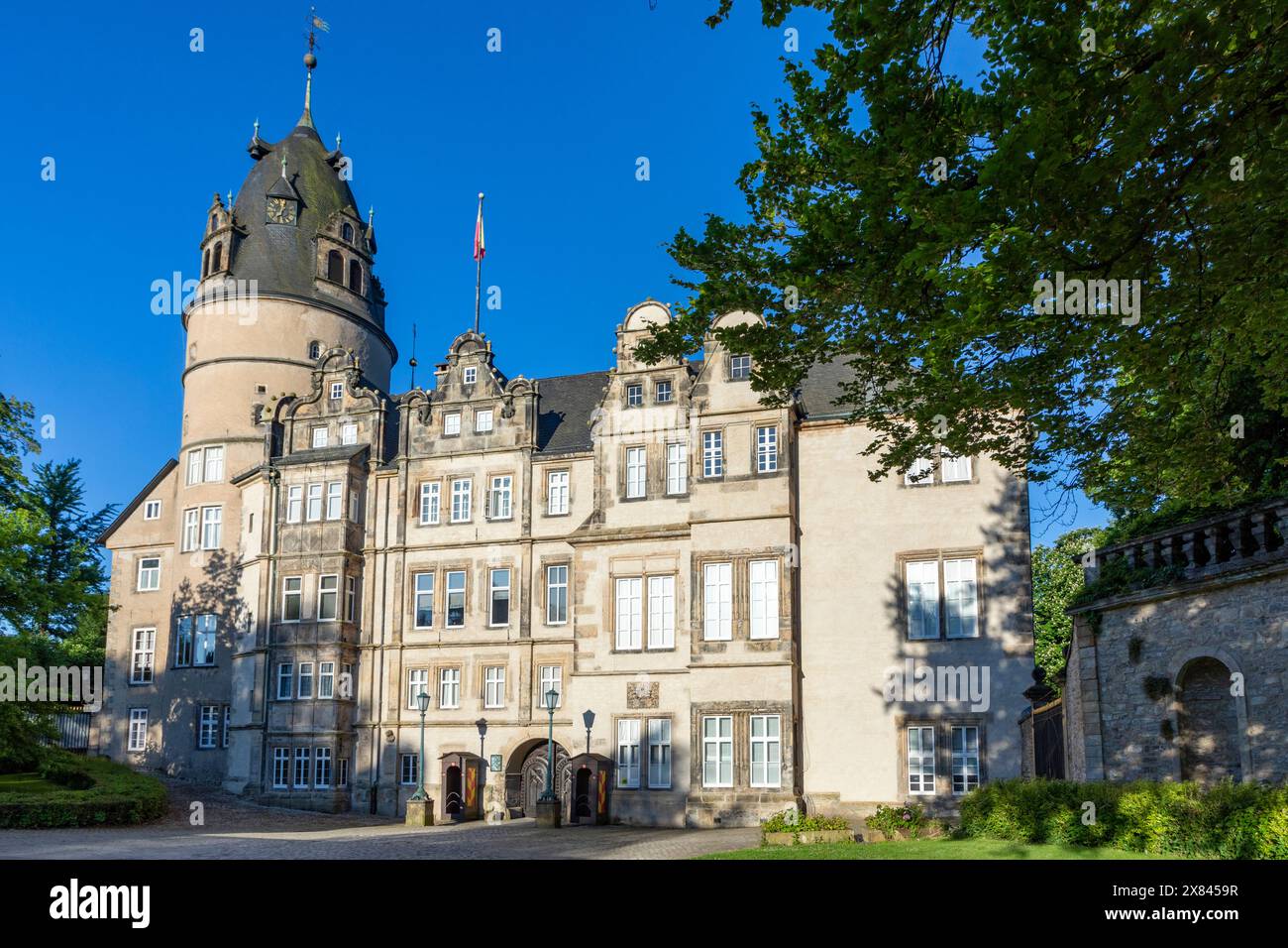 facade of famous detmold city castle in morning light Stock Photo - Alamy