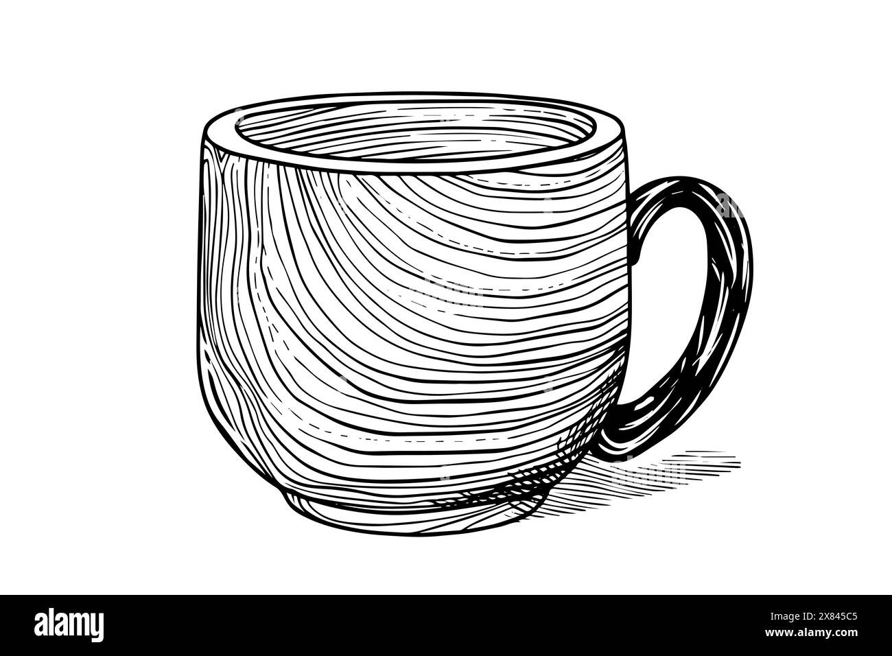 Ceramic coffee cup, white tea mug. Hand drawn icon vector sketch Stock ...