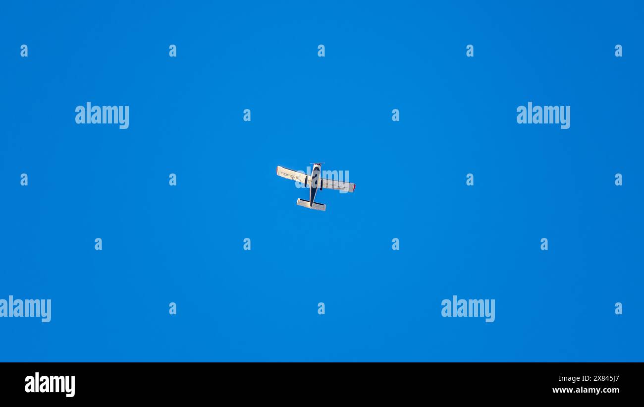 Small ultralight airplane with overhead wing and single propeller ...