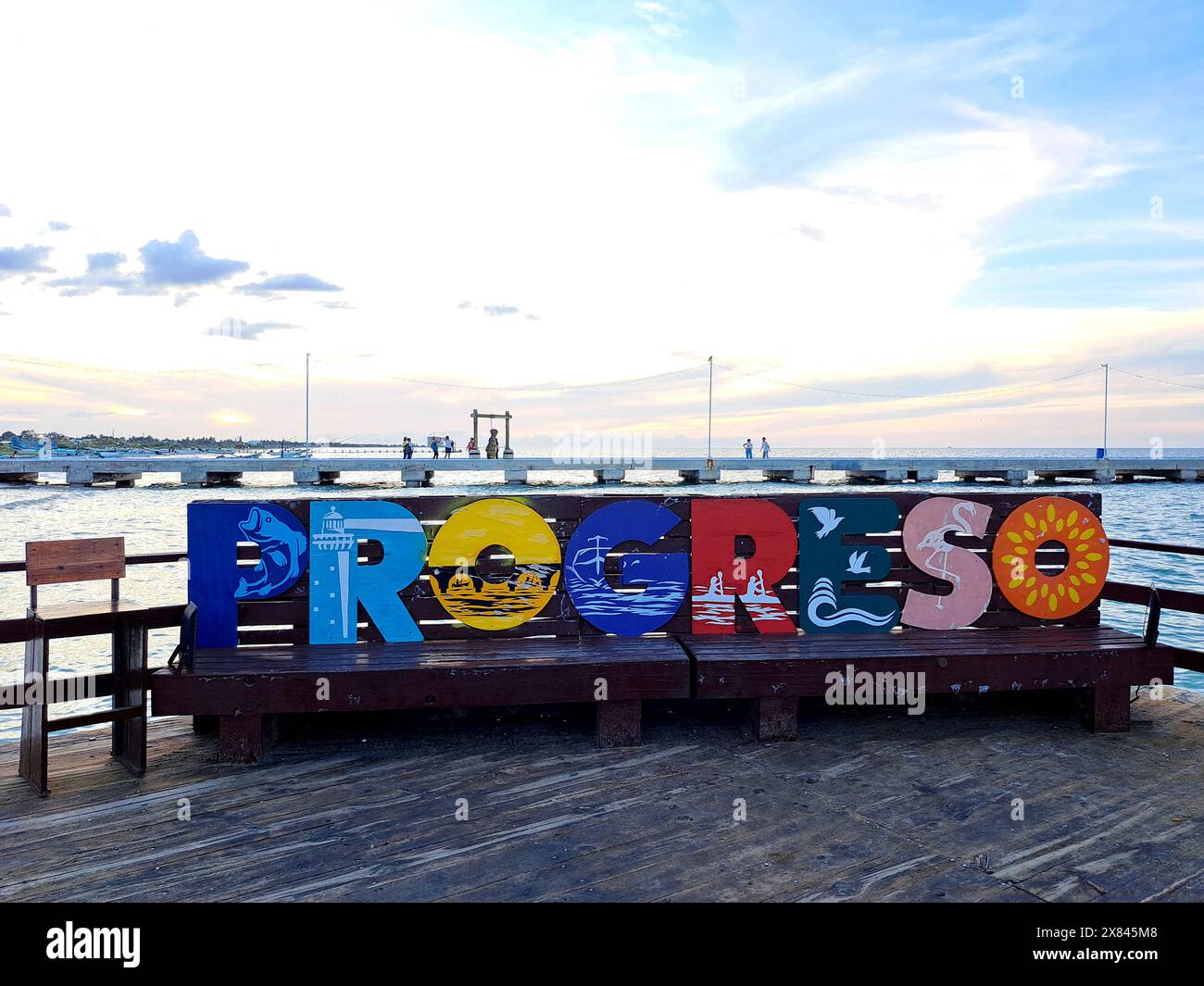 Progreso, Yucatan, Mexico - Nov 23 2022: Malecon in the peninsula port ...