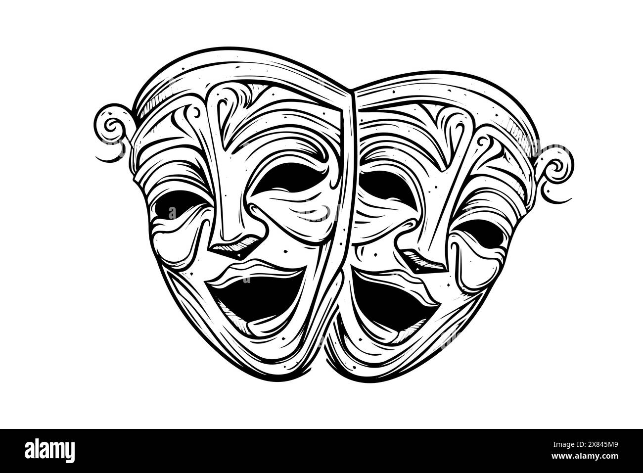 Black carnival mask sketch in vintage style. Vector Hand drawn engraved ...