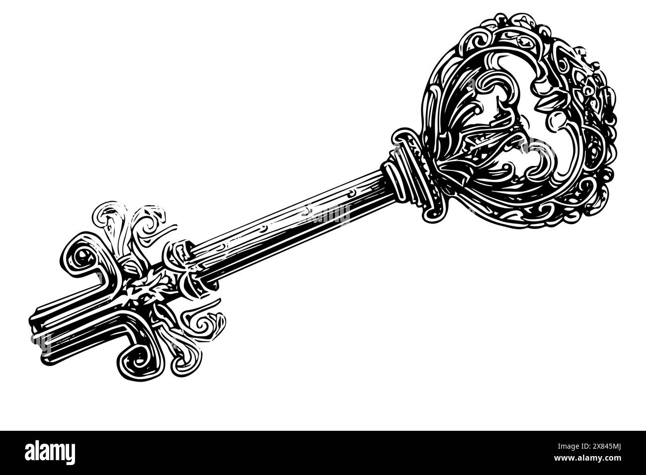 Vintage key hand drawn ink sketch. Engraved retro style vector ...