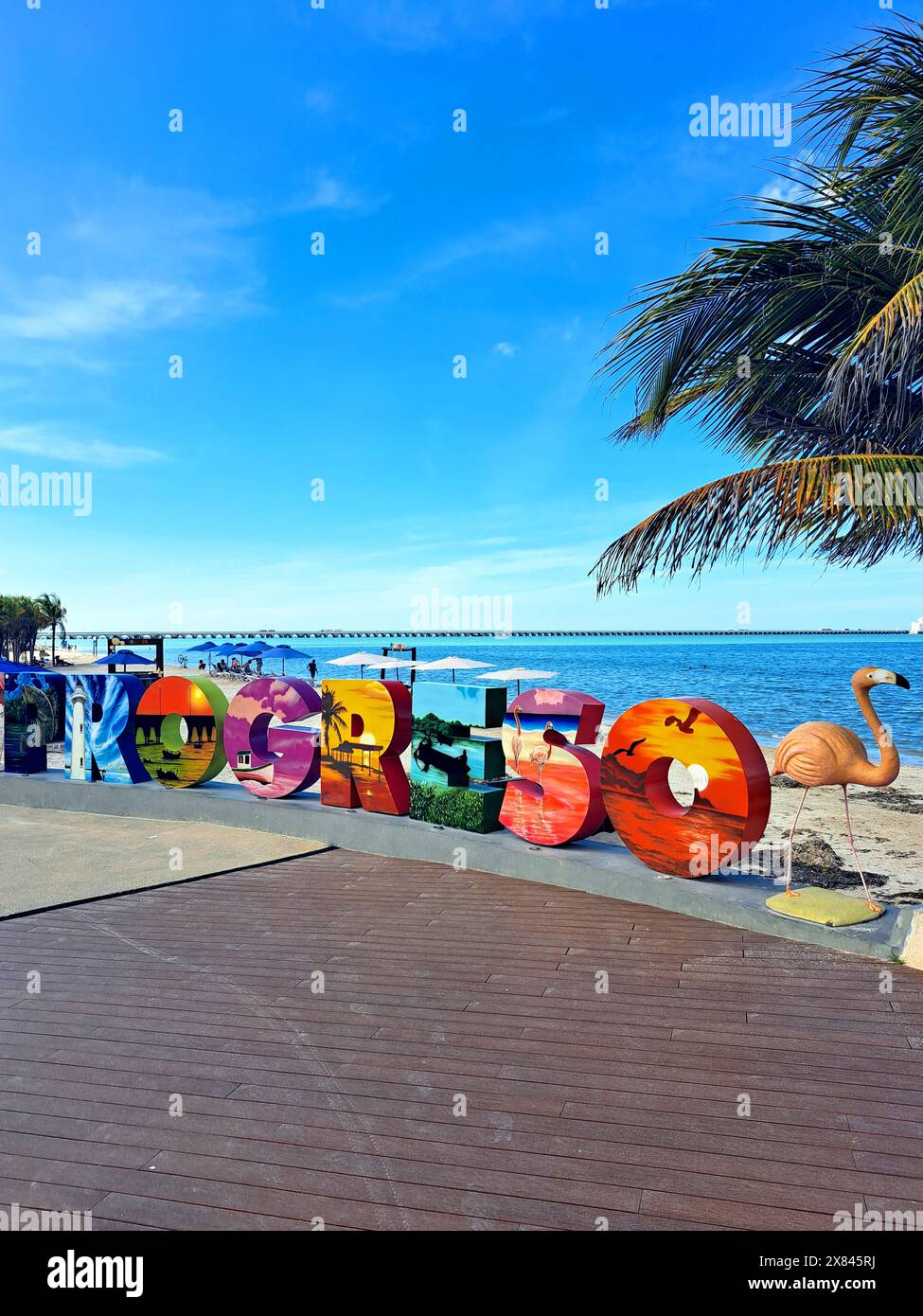 Progreso, Yucatan, Mexico - Nov 23 2022: Malecon in the peninsula port ...