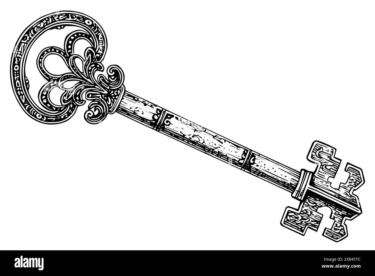 Antique key engraved retro style vector sketch Stock Vector Image & Art ...