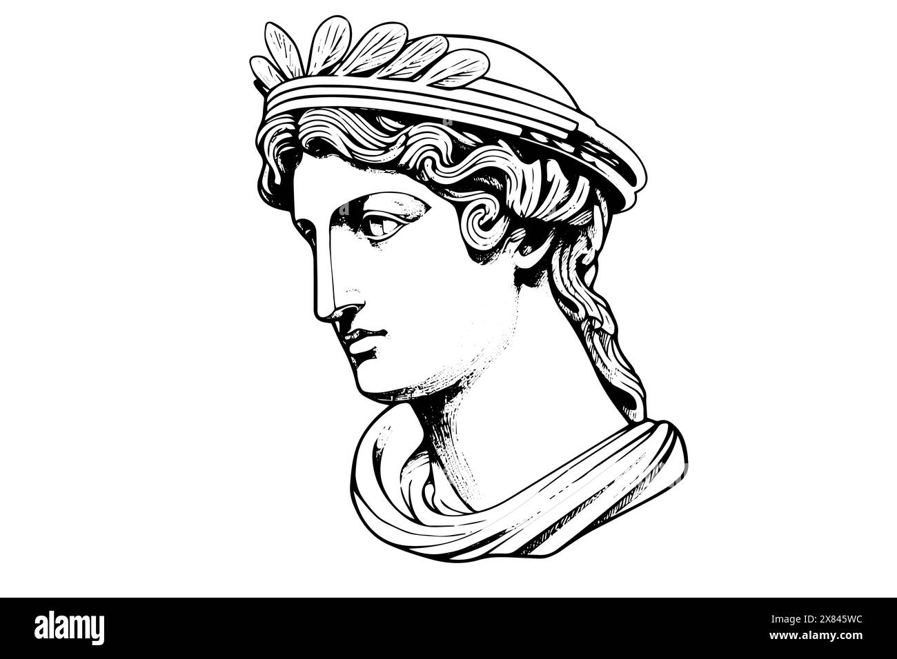 Hermes head hand drawn ink sketch. Engraved style vector illustration ...