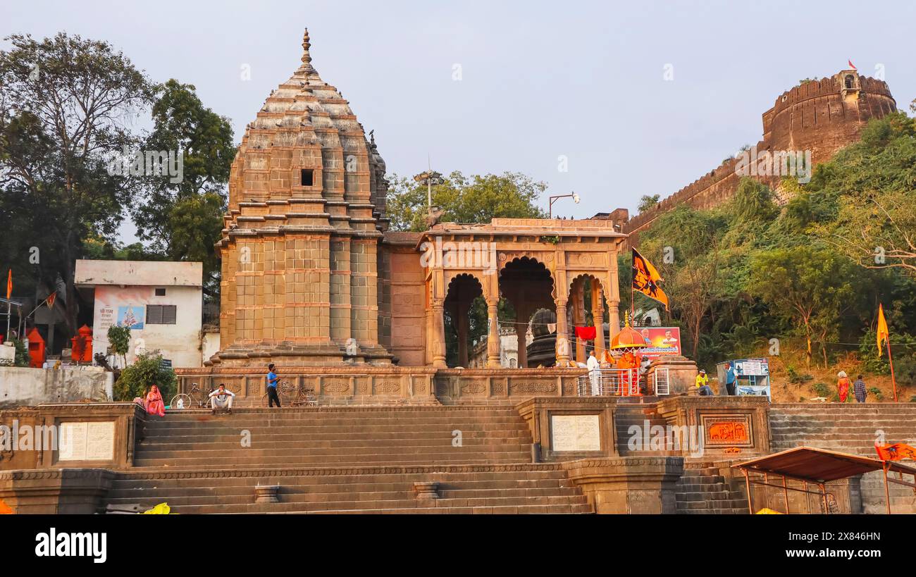 View of Ancient Shiv Temple, Holkar Chhatri, Narmada River Side, Ahilya ...