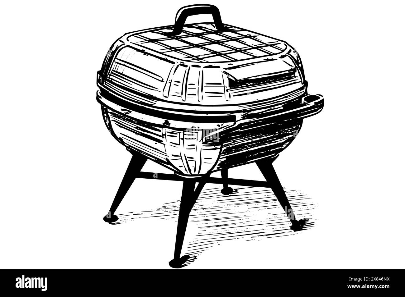 Retro barbecue grill hand drawn ink sketch. Engraved vector illustration Stock Vector Image ...