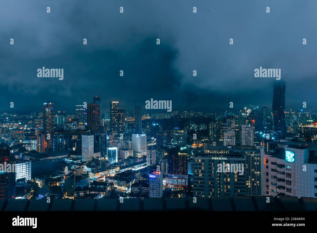 Night View of Malaysian City Kuala Lumpur with Buildings Twin Tower ...